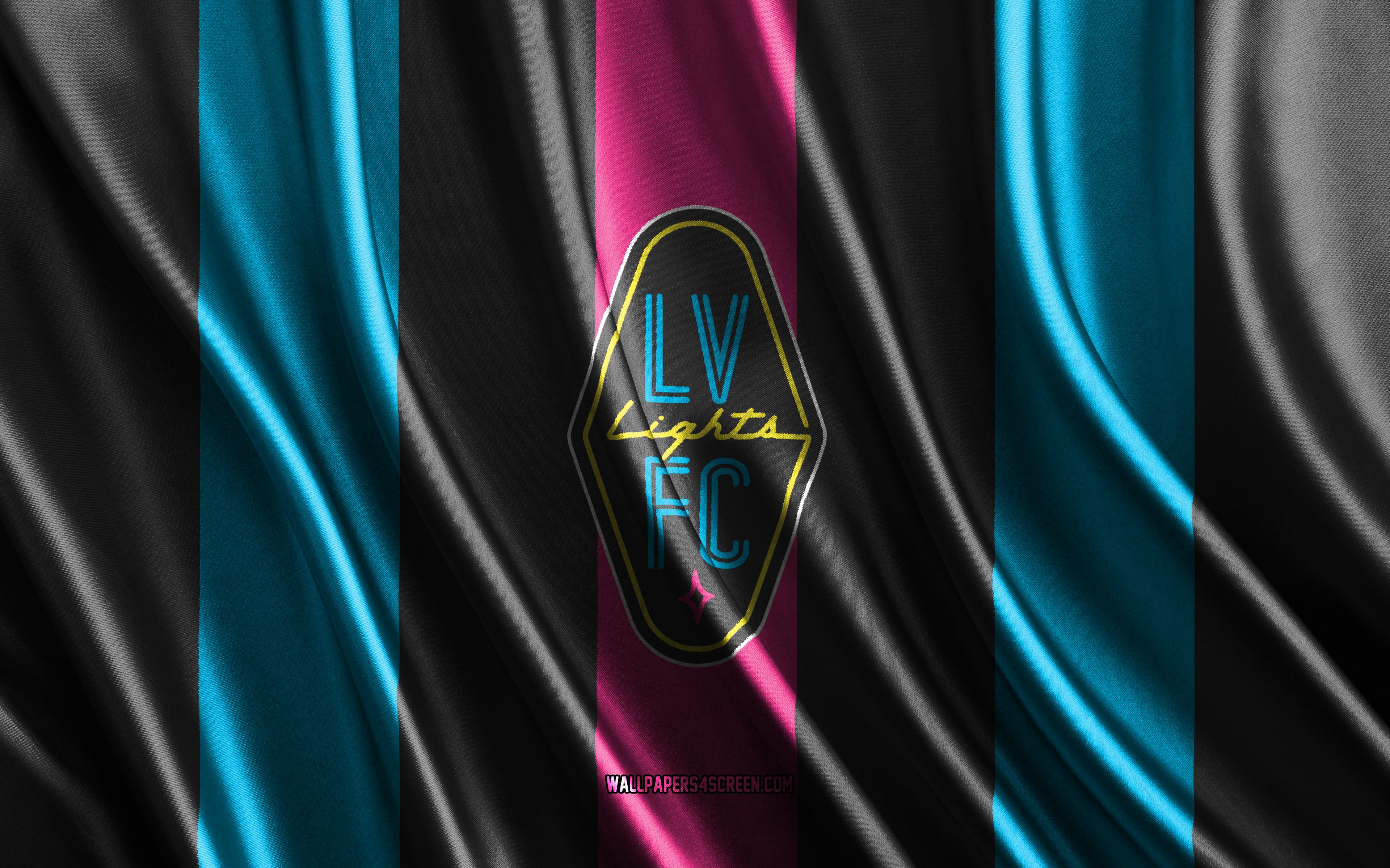 Download wallpapers 4k, Las Vegas Lights FC logo, USL, blue pink silk ...
