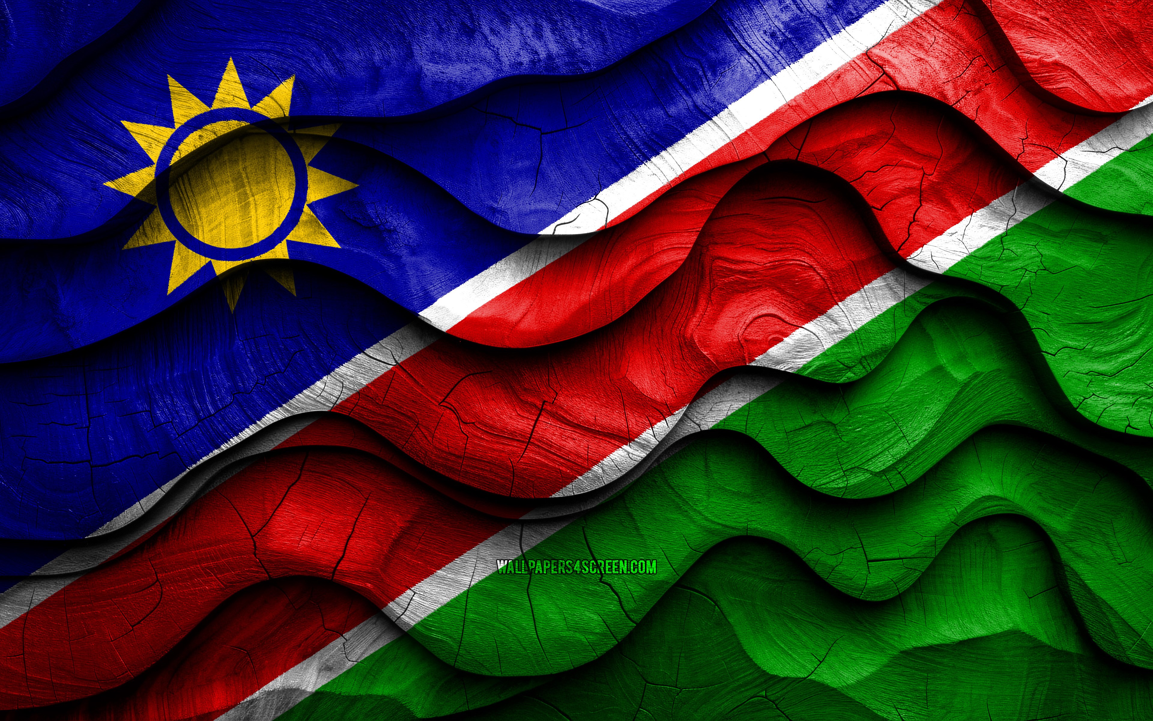 Download wallpapers 4k, Namibian flag, African countries, wooden 3D ...