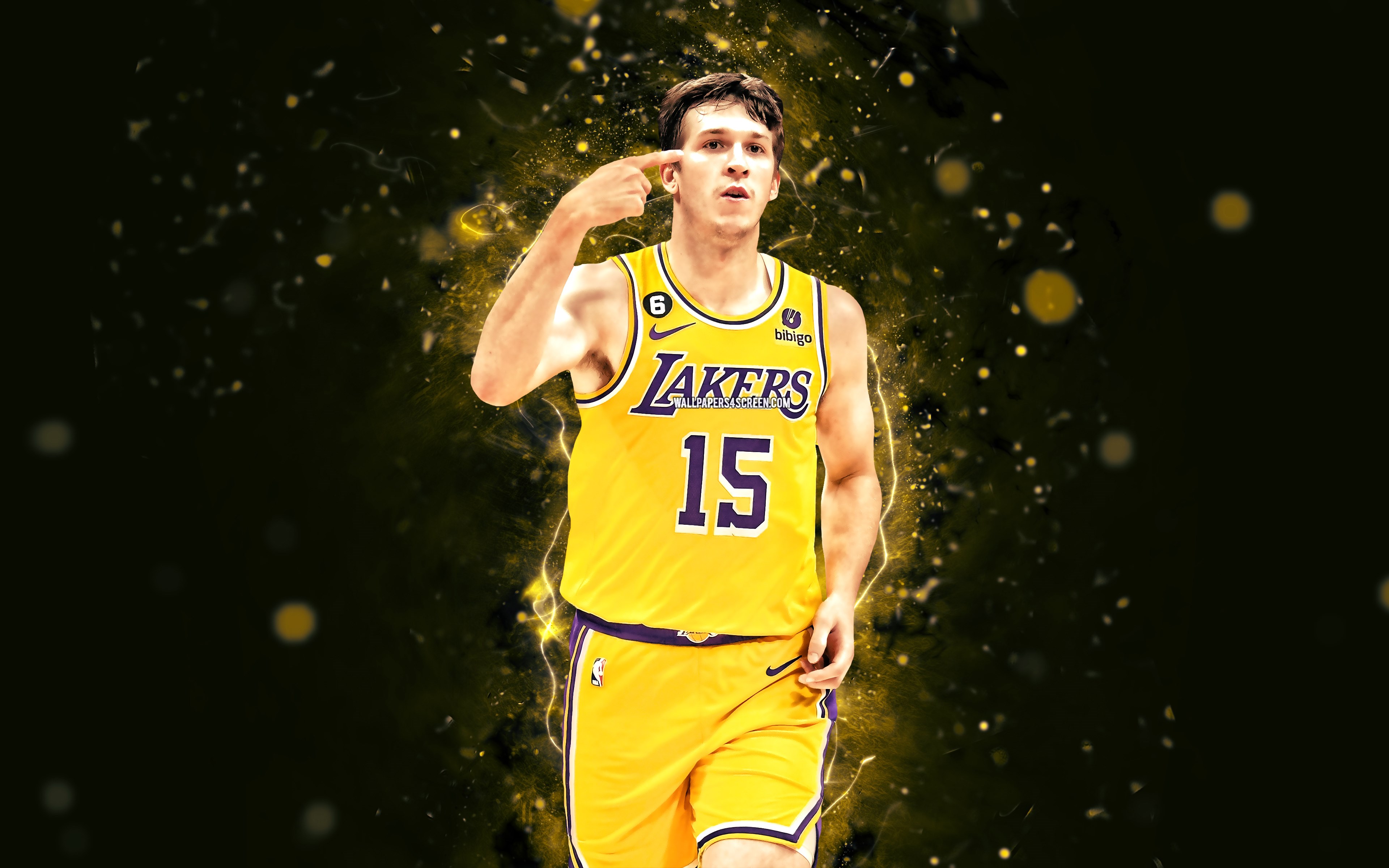 Download wallpapers Austin Reaves, 4k, yellow neon lights, Los Angeles ...