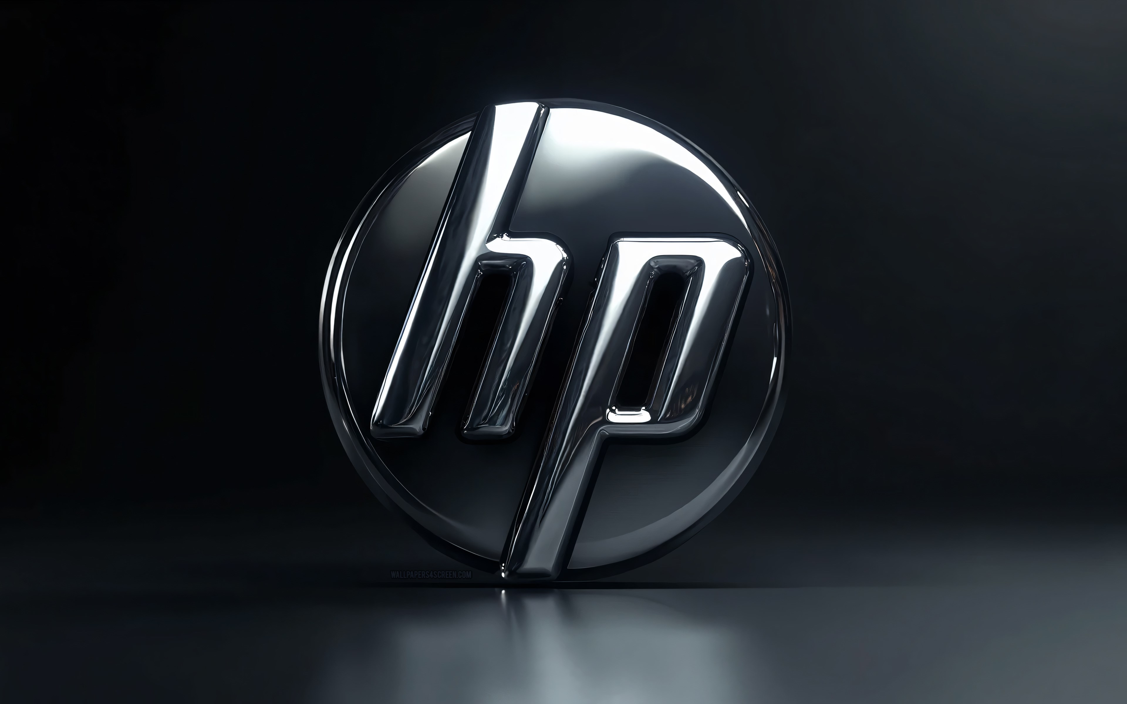Download wallpapers 4k, Hewlett-Packard chrome logo, creative, black ...