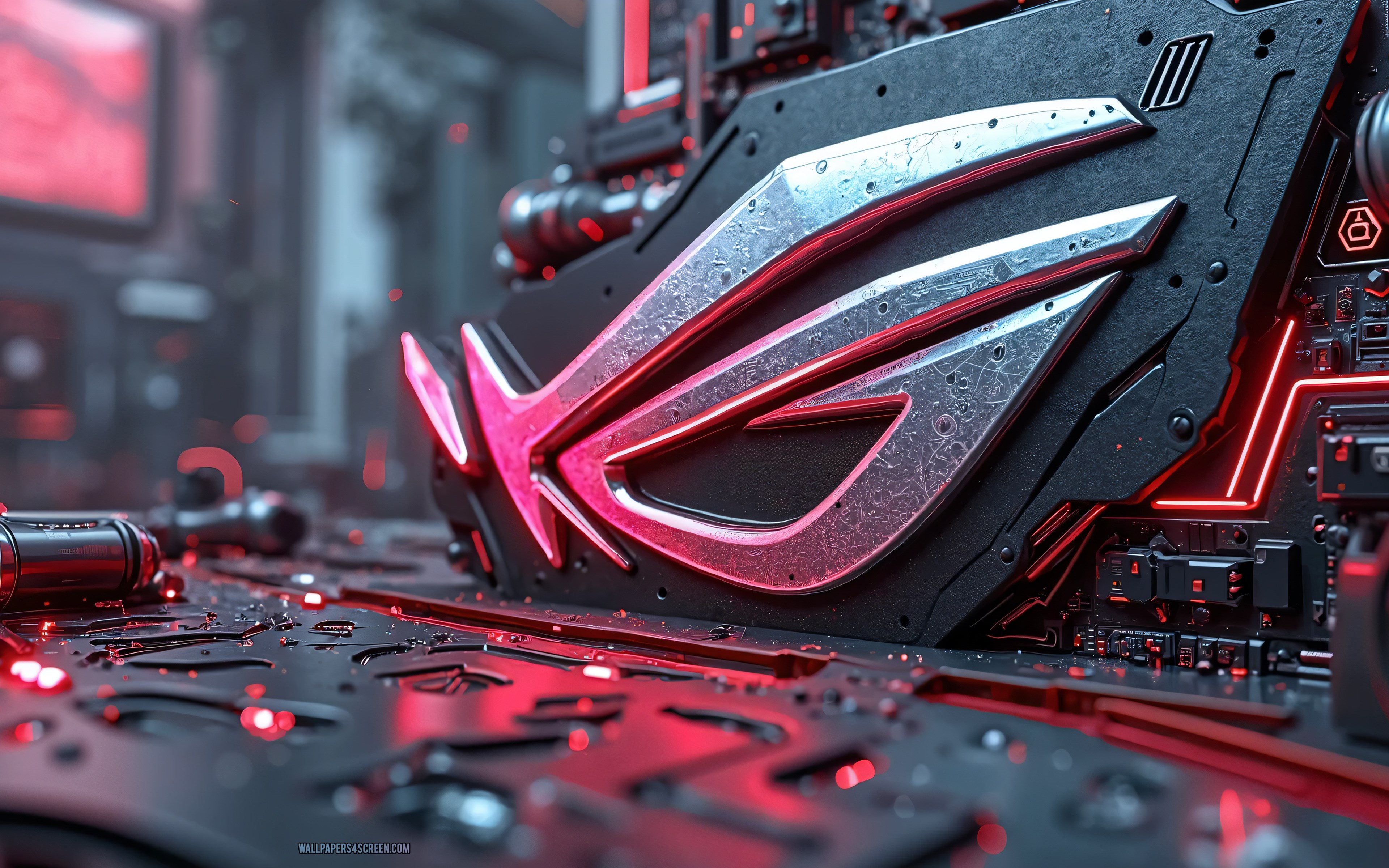 Download wallpapers ASUS ROG, 4k, technology background, neon backlight ...