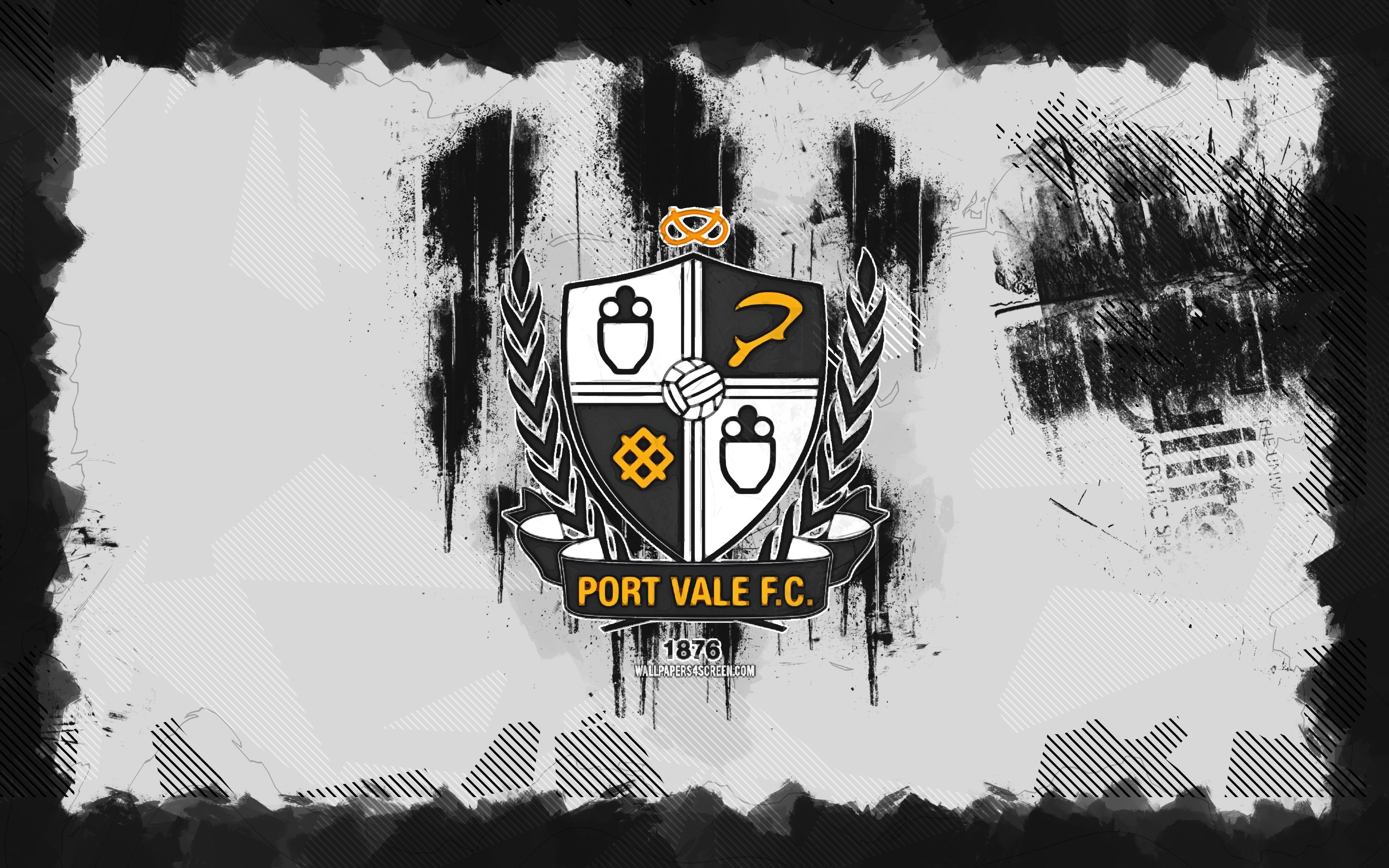 Download wallpapers Port Vale FC grunge logo, 4k, League Two, white ...