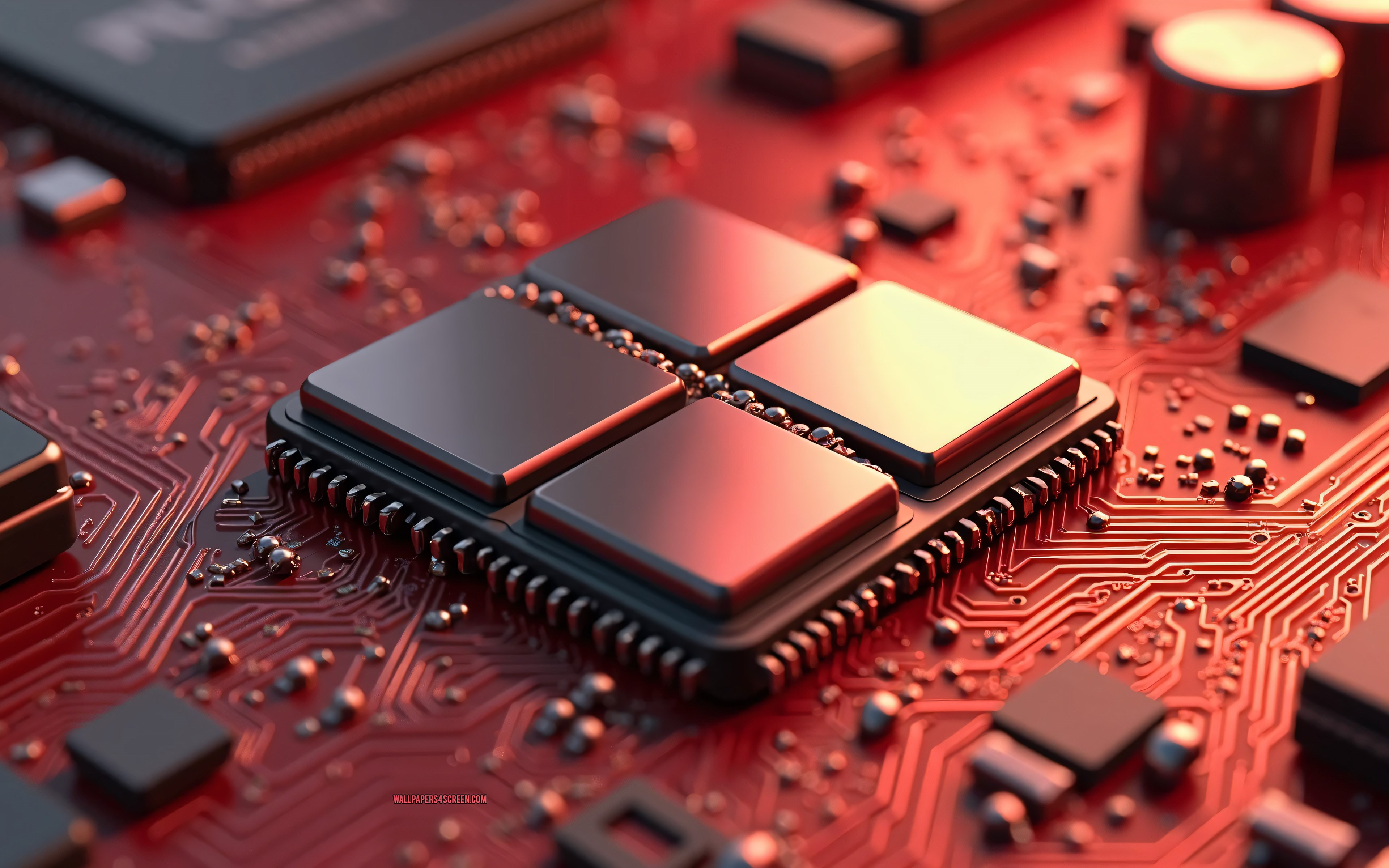 Download wallpapers Windows 11 3d red logo, 4k, red motherboard ...
