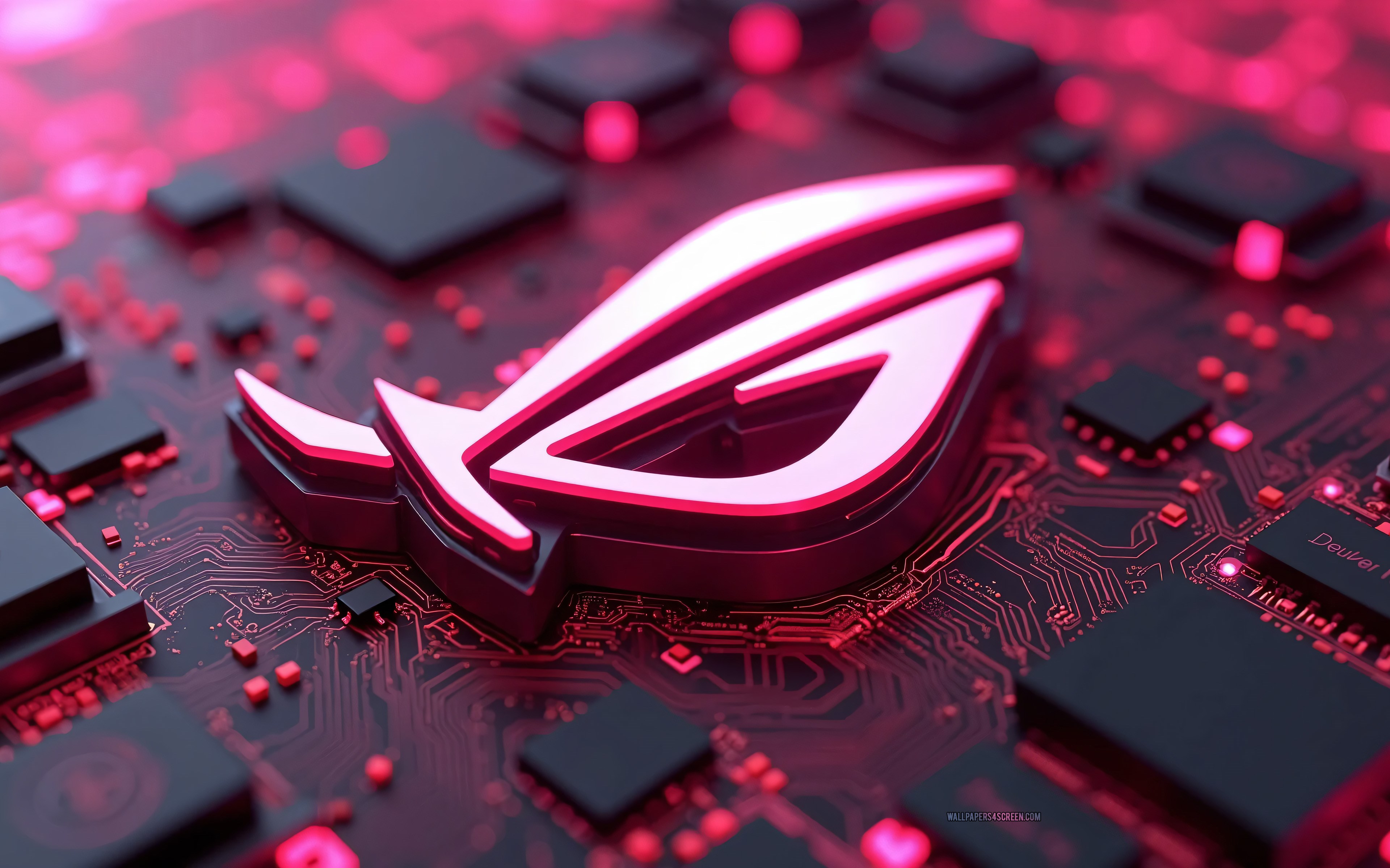 Download wallpapers ROG pink 3d logo, pink technology background ...
