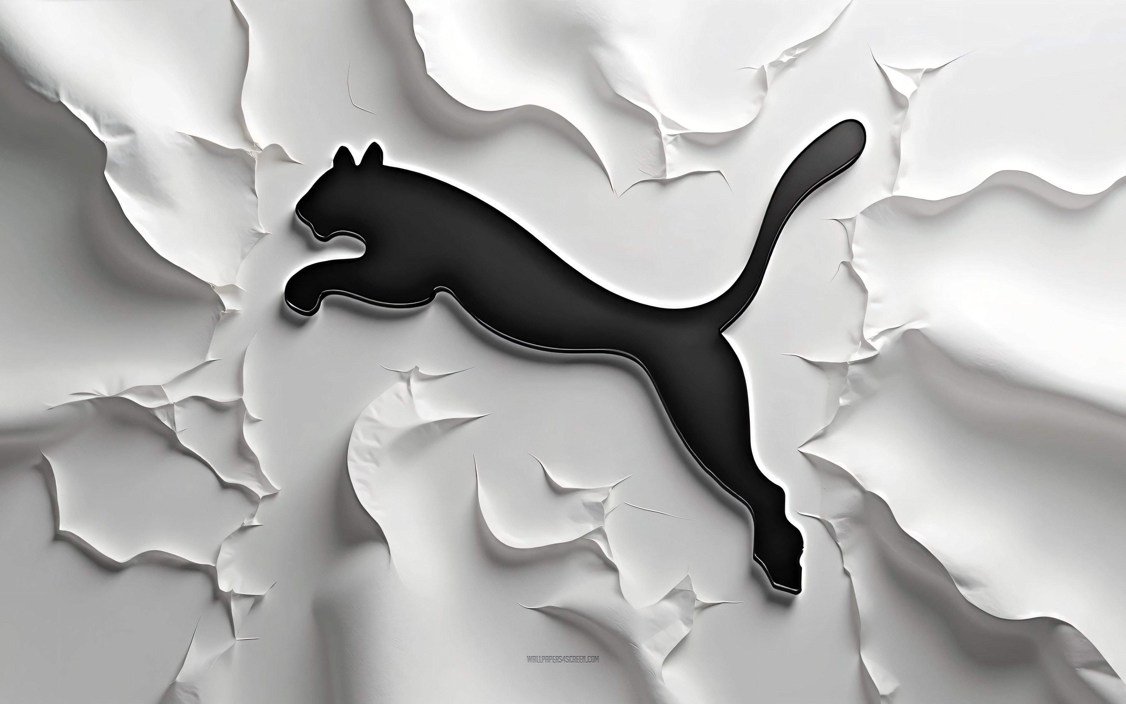 Download wallpapers Puma logo, 4k, white background, Puma creative 3d ...